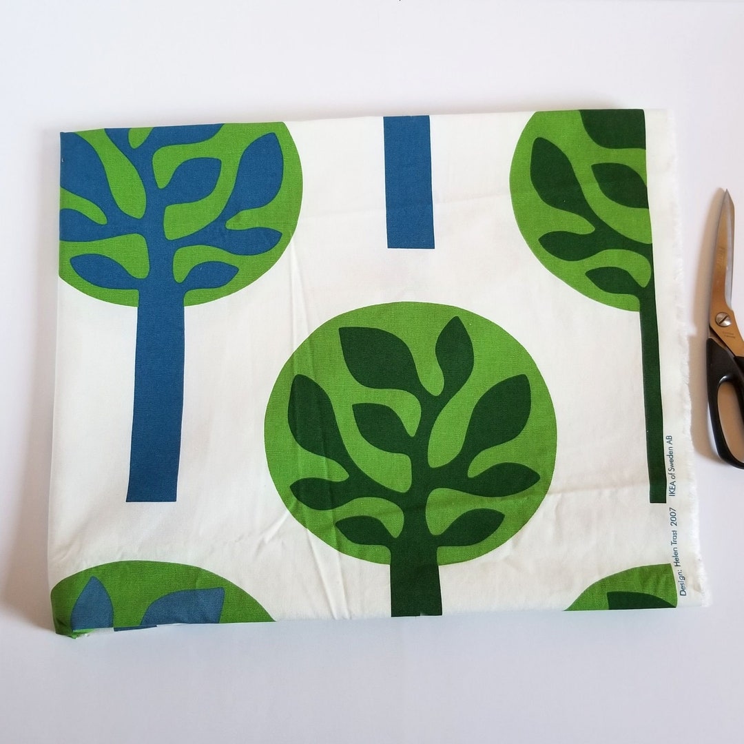 Green Tree Print Cotton Canvas Fabric - 2.1 Yards X 59" Ikea X Helen ...