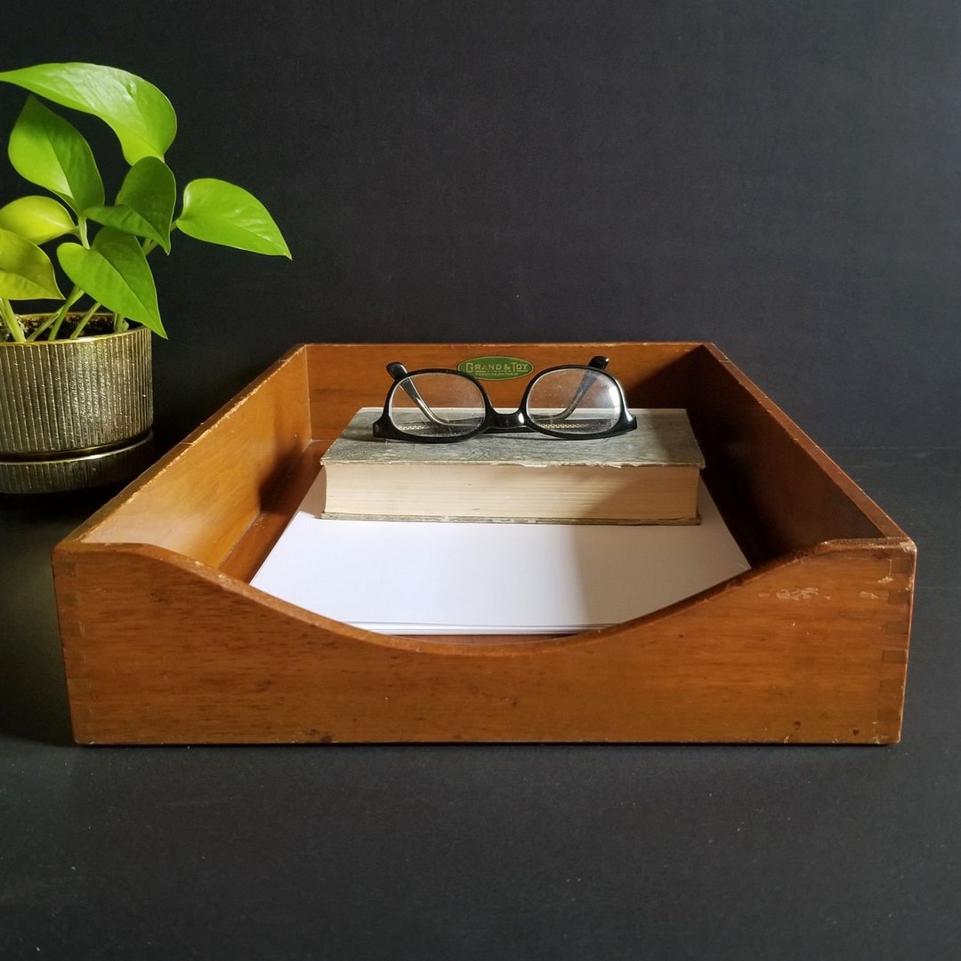 Wood Paper Tray for Legal Size Paper Vintage Mid Century Office Decor ...