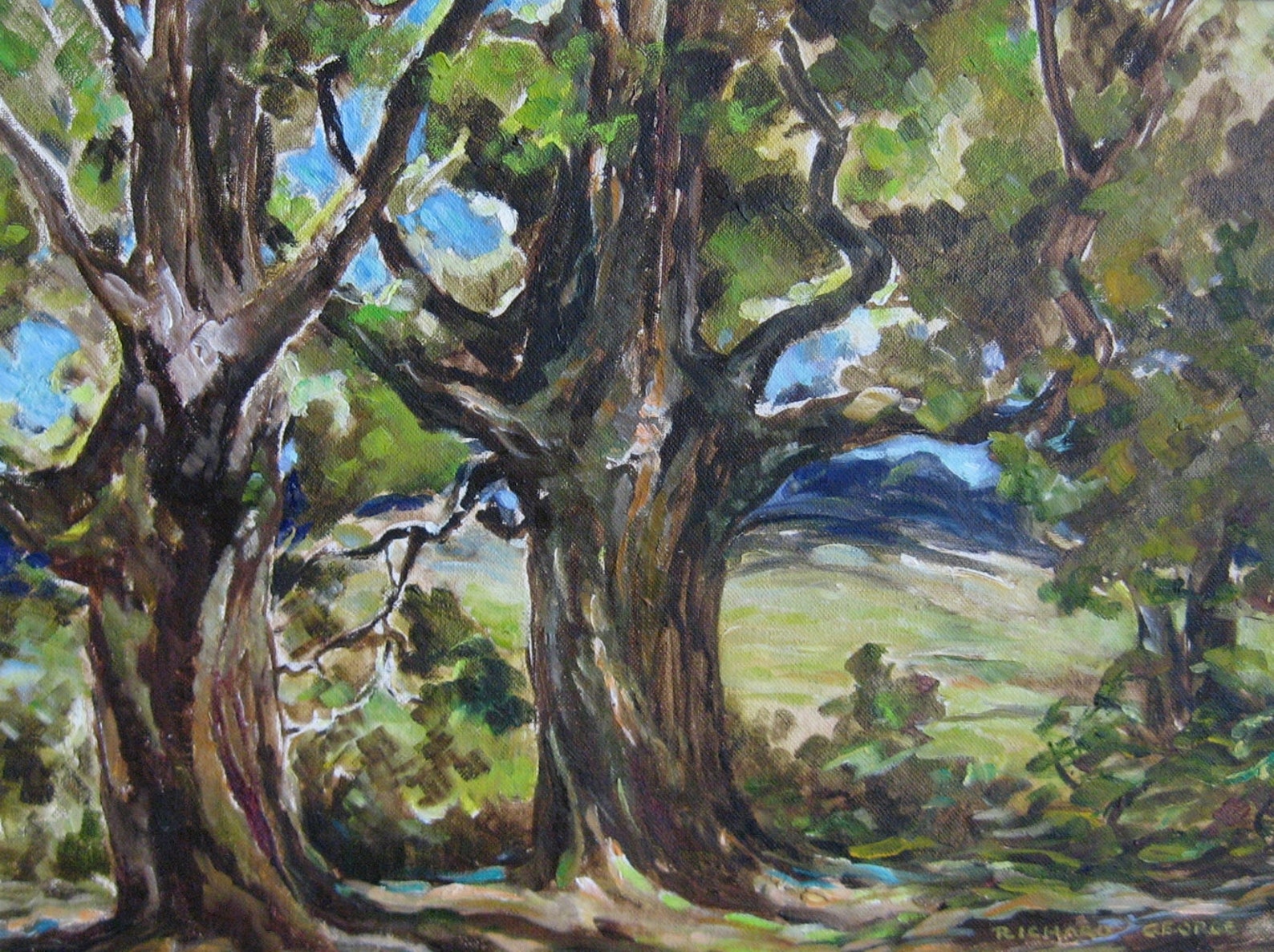 Roadside Maple Tree Landscape Painting 18x22 Mid - Etsy