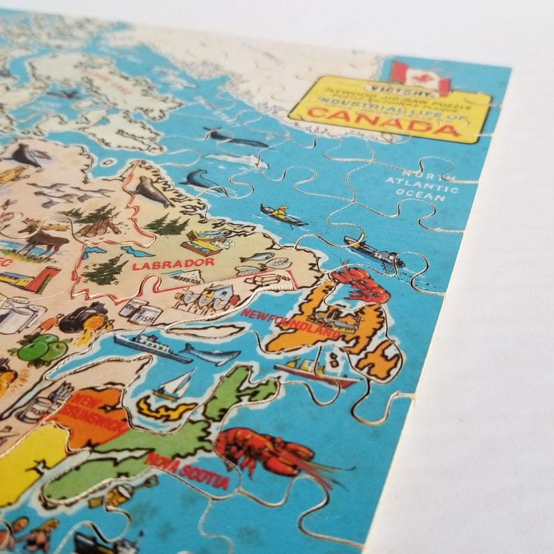 Map of Canada Jigsaw Puzzle - Vintage Victory Plywood Industrial Life ...