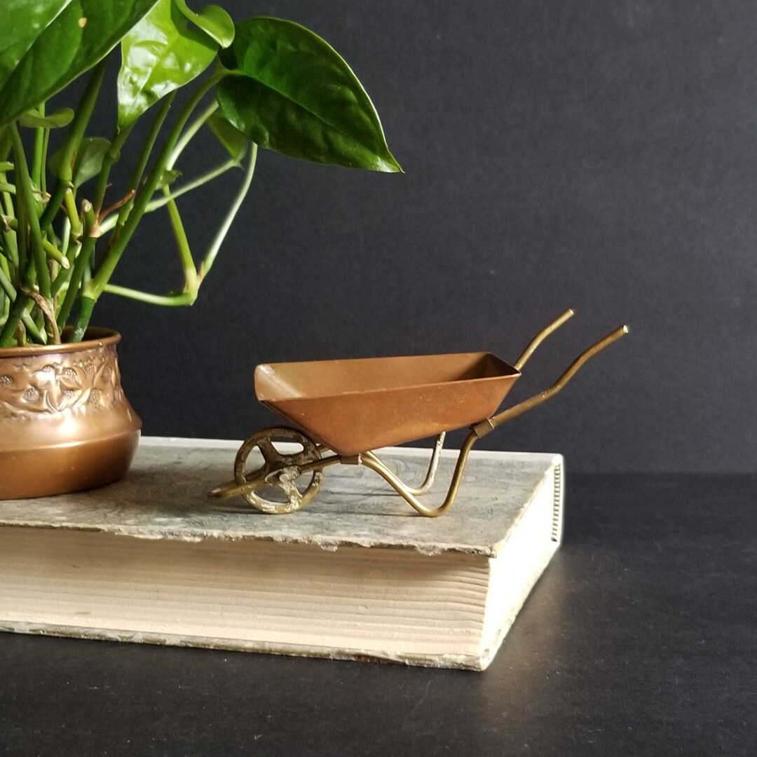 Miniature Copper Wheelbarrow W Brass Wheel & Handles Vintage Dollhouse ...