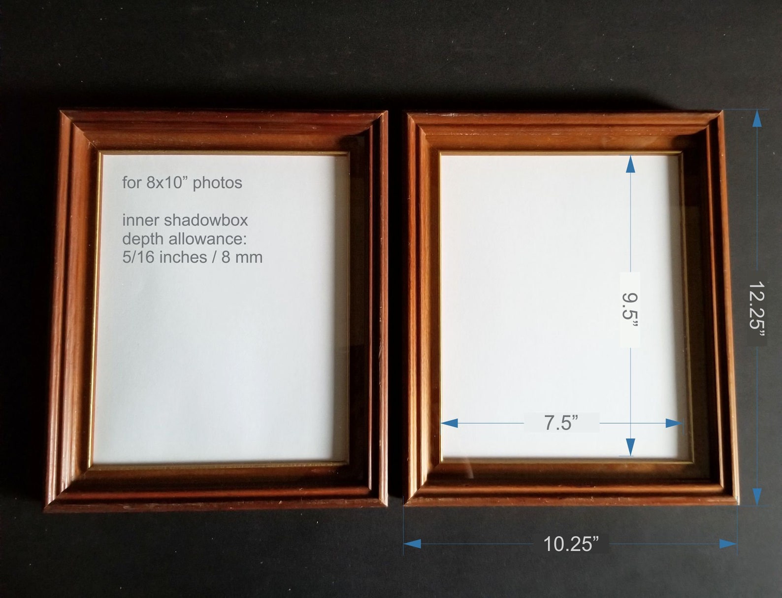 Wood Shadow Box Frame With Glass Vintage 8x10 or - Etsy