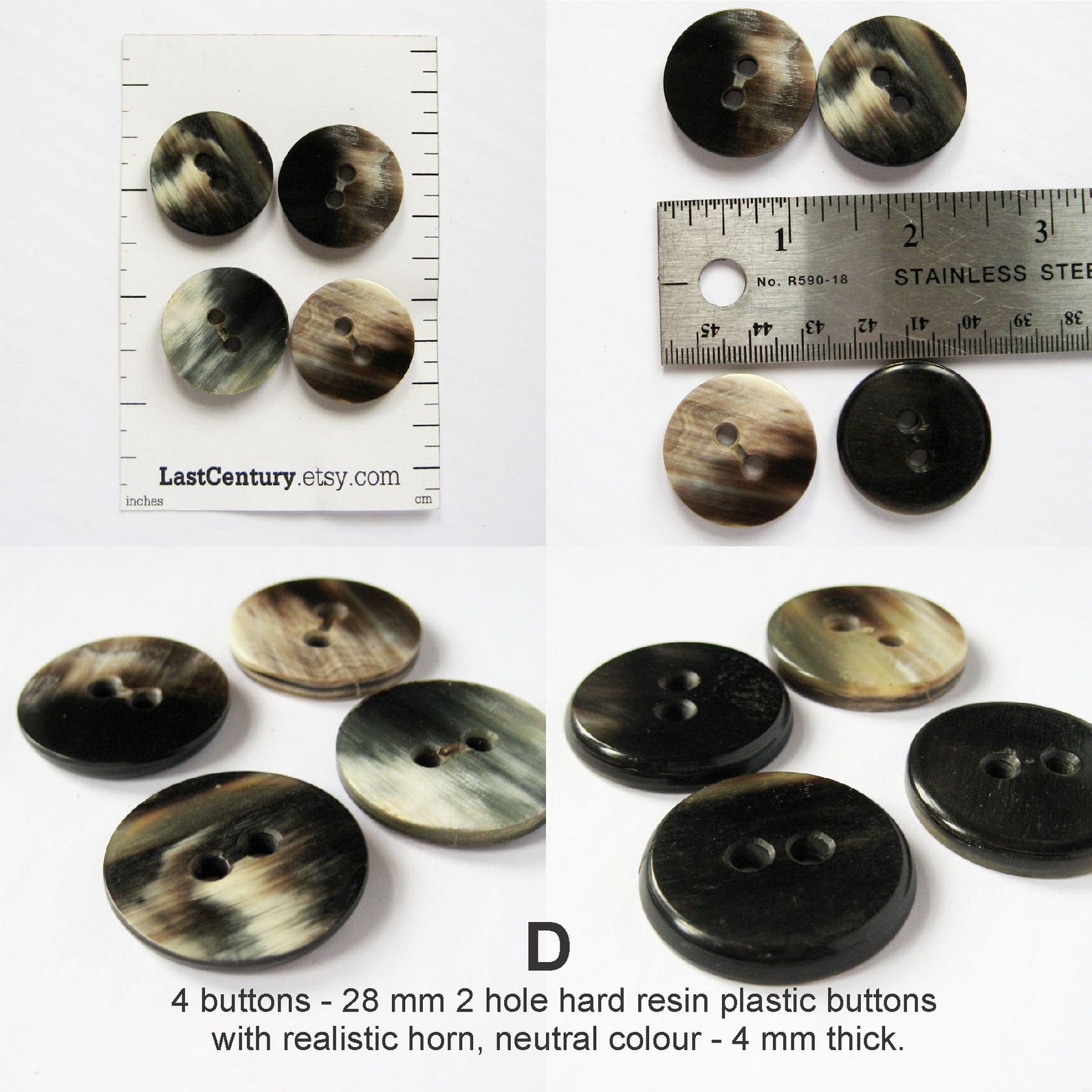 Large Faux Horn Buttons Vintage 2 Hole or Shank Buttons | Etsy