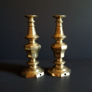 Pair of Brass Candlestick Lamp Bases - Vintage Brass Lighting Fixtures ...