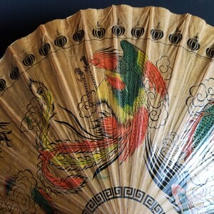 Chinese Rice Paper Parasol W Dragons & Phoenix Birds - 24.75" Long ...