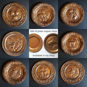 Copper Deer Landscape Wall Hanging - Vintage 13.75" Round Embossed ...