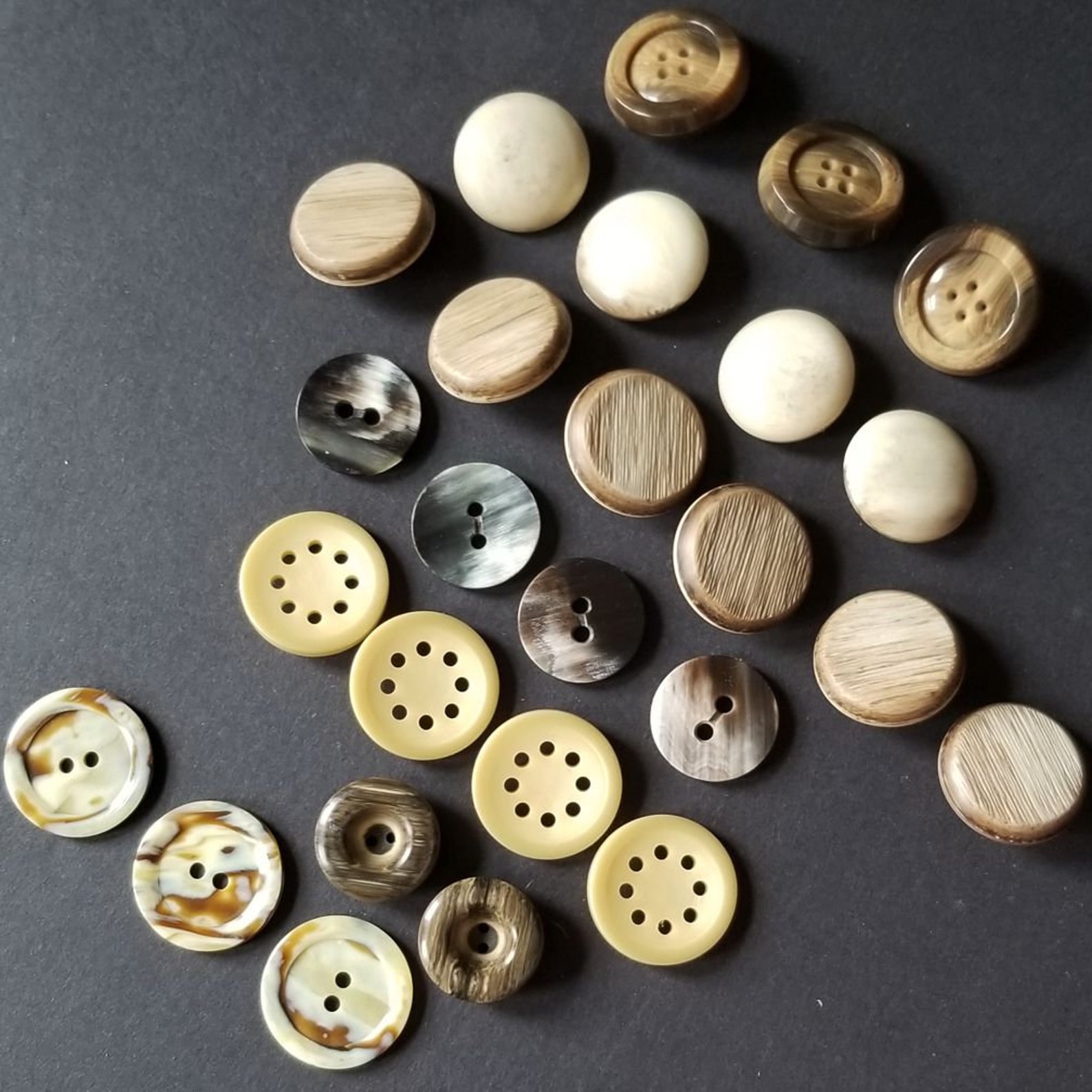 Large Faux Horn Buttons Vintage 2 Hole or Shank Buttons | Etsy