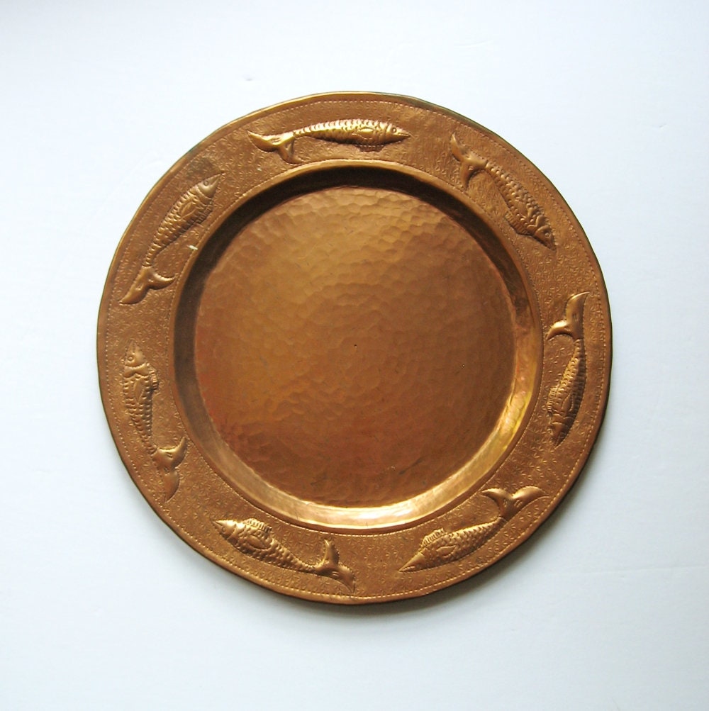 Hammered Copper Fish Art Plate Vintage Embossed Copper Tray | Etsy