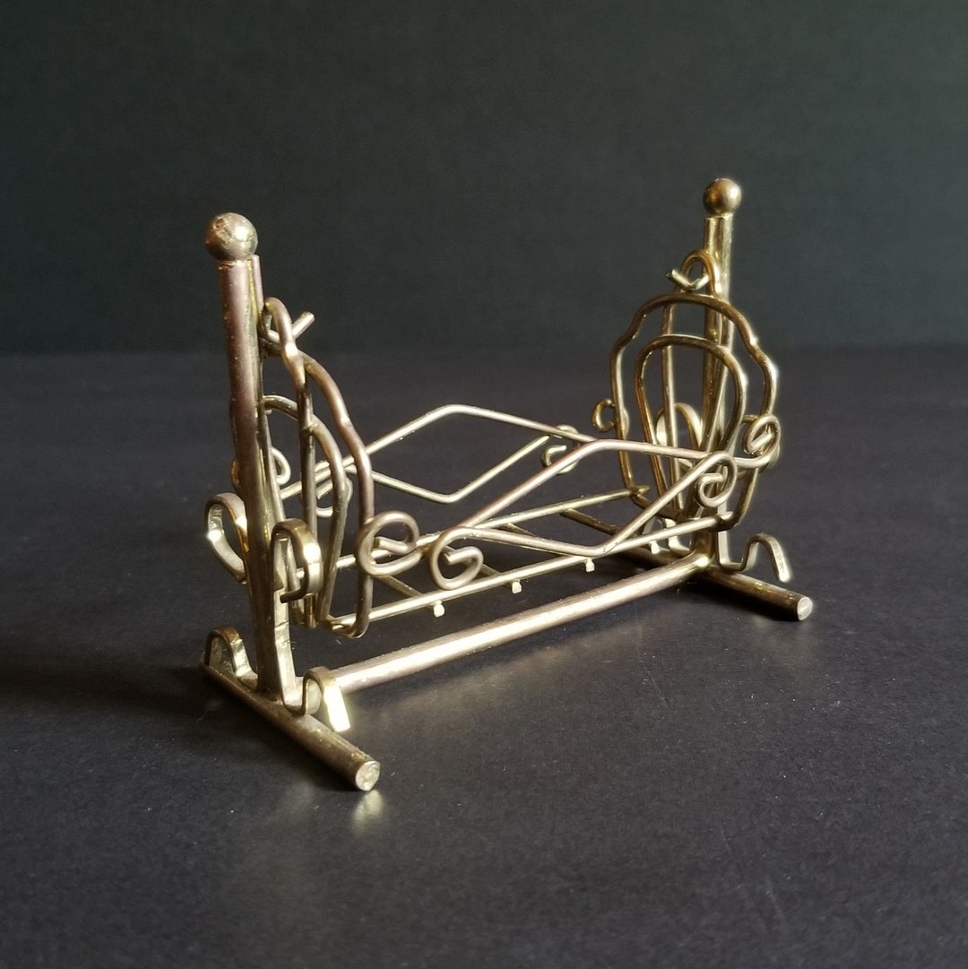 Miniature Brass Wire Cradle for Doll House Nursery Decor - Vintage ...