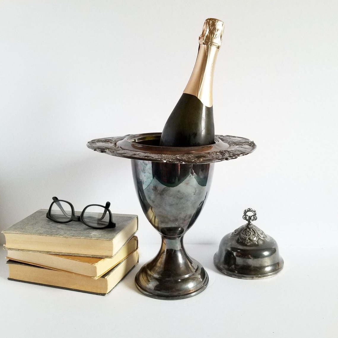 Silver Footed Compote Bowl W Ornate Finial Cover & Dutch - Etsy