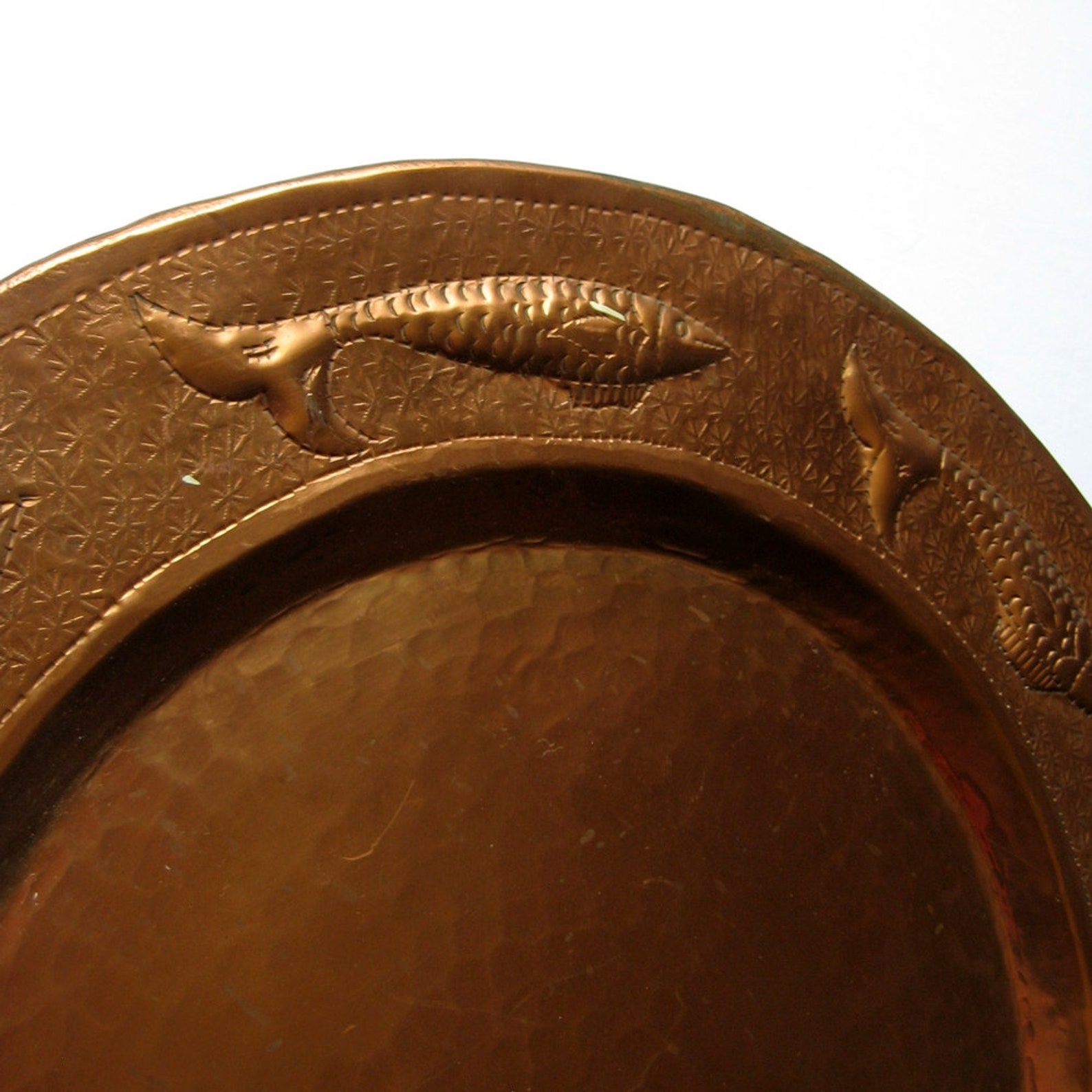Hammered Copper Fish Art Plate Vintage Embossed Copper Tray - Etsy