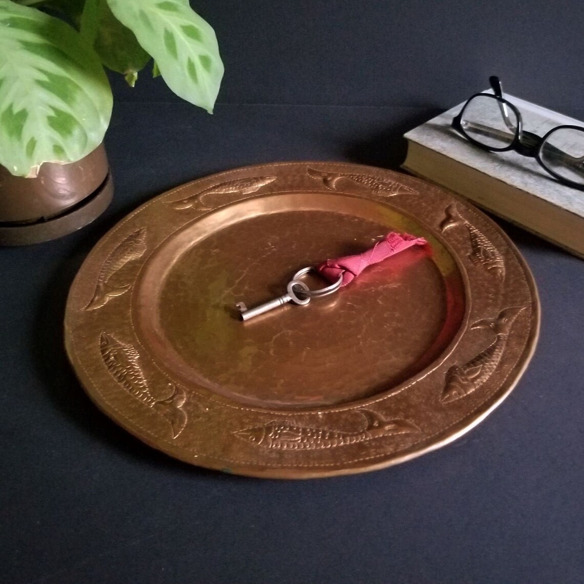 Hammered Copper Fish Art Plate Vintage Embossed Copper Tray | Etsy
