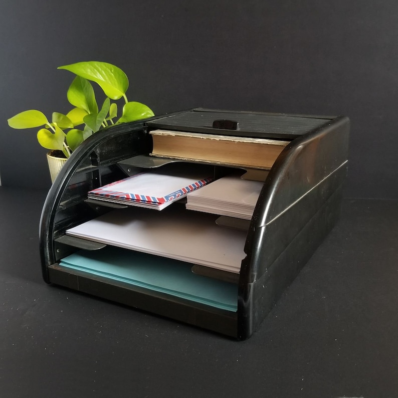 Stacked Metal Paper Tray W Roll Top Lid Vintage ASCO - Etsy