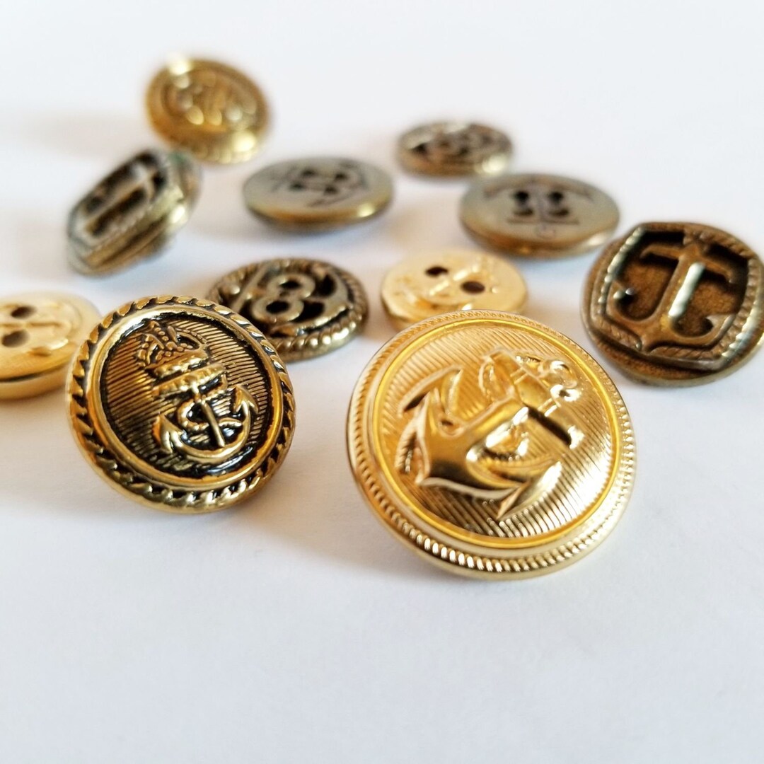 Gold Nautical Buttons Mixed Lot of 11 Vintage 13 to 19 Mm Metal ...