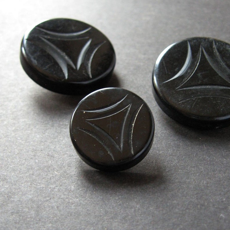 Set of 3 Large Black Plastic Buttons w Metal Shanks 25 & 38 | Etsy