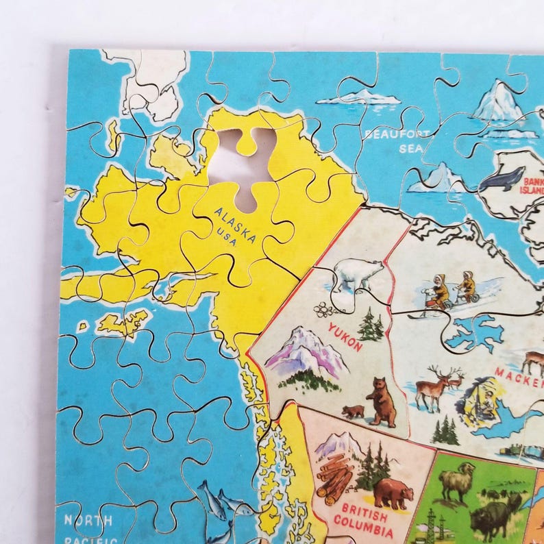 Map of Canada Jigsaw Puzzle - Vintage Victory Plywood Industrial Life ...