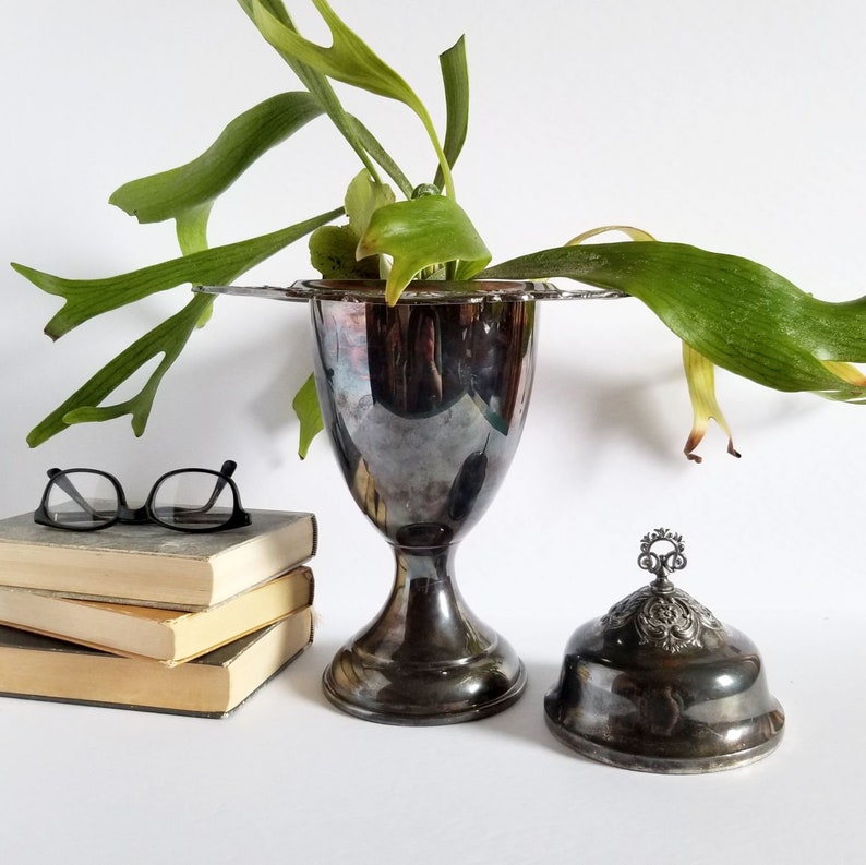 Silver Footed Compote Bowl W Ornate Finial Cover & Dutch - Etsy