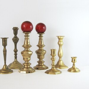 Pair of Brass Candlestick Lamp Bases - Vintage Brass Lighting Fixtures ...
