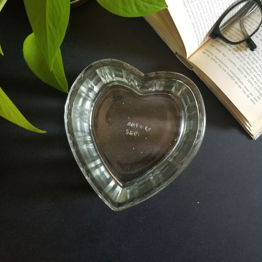 Heart Shaped Glass Bowl Vintage FTDA 1982 Glass Flower Vase W - Etsy
