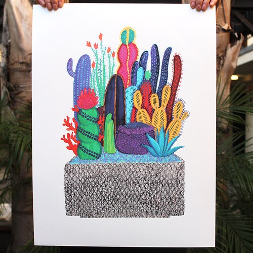Cactus Box Print - Etsy