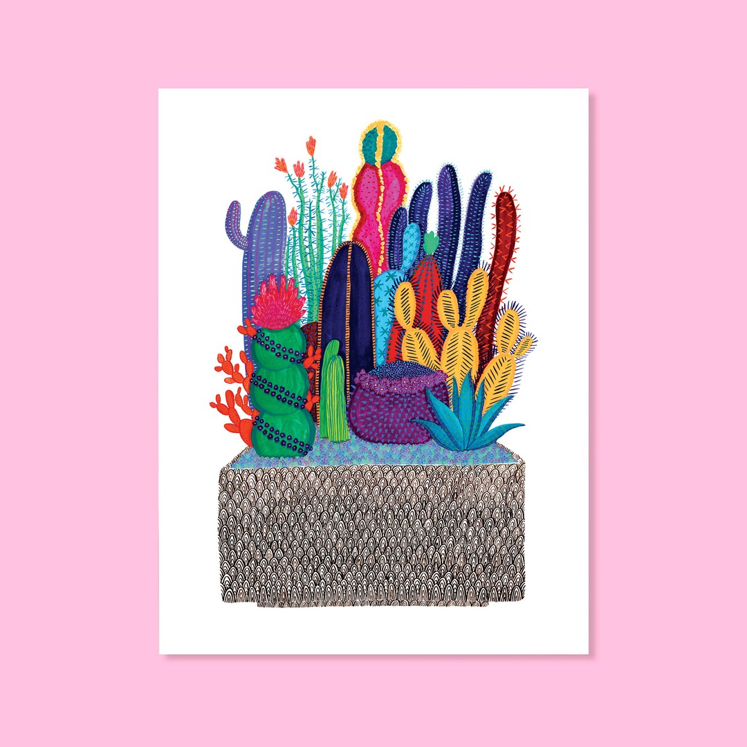 Cactus Box Print - Etsy