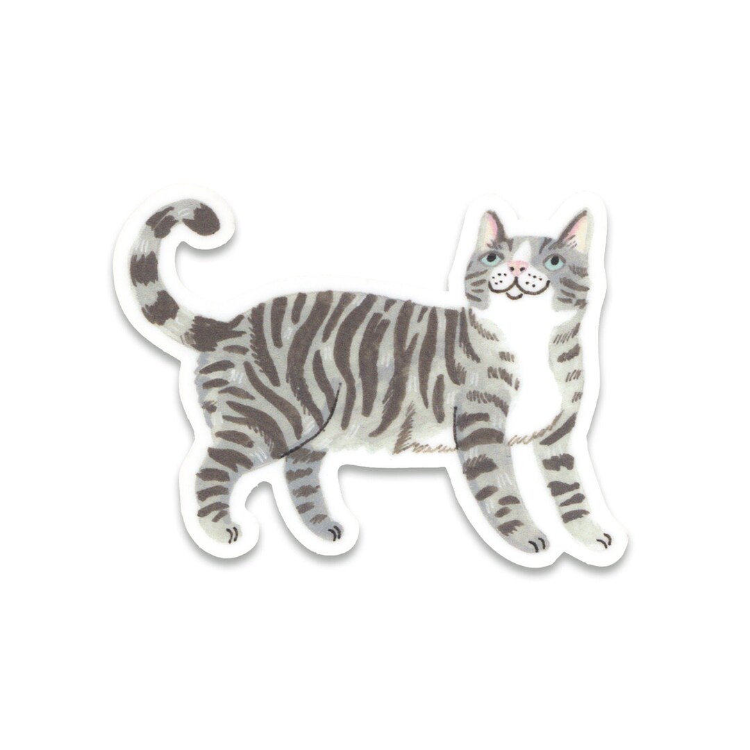 Gray Cat Sticker - Etsy