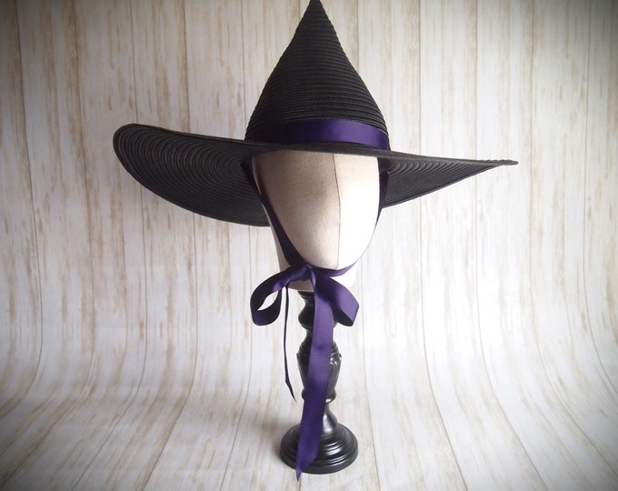 Black Straw Witch Hat - Etsy