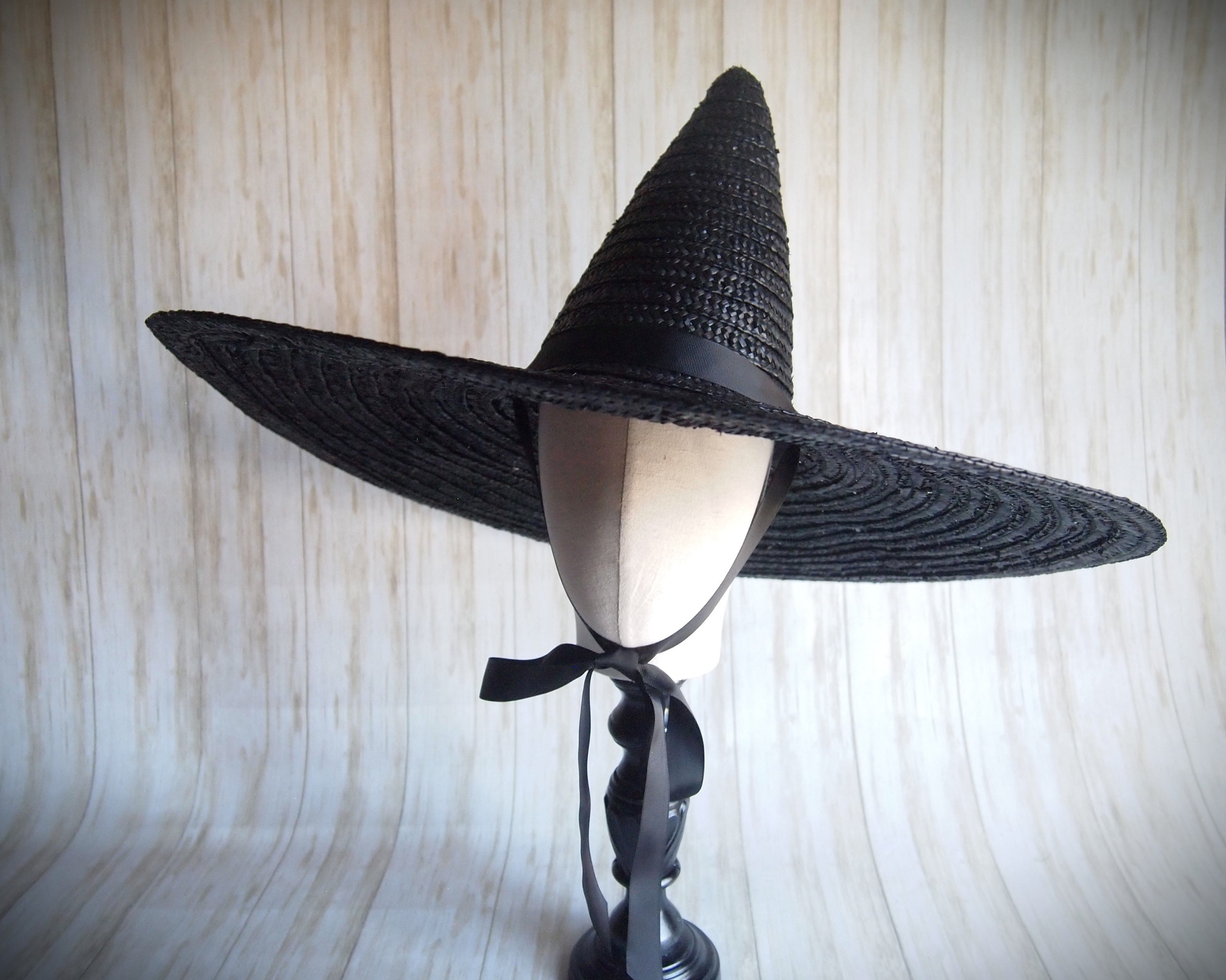 HUGE Black Straw Witch Hat