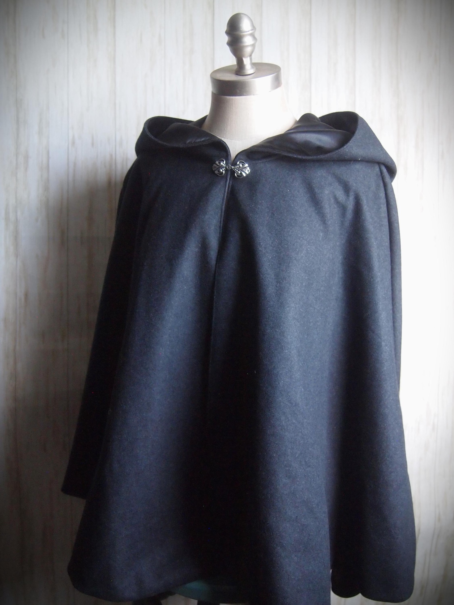 Dark Charcoal Wool Cape - Etsy