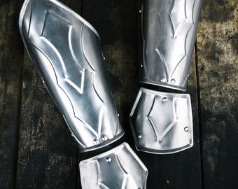 Pair of Blackened Steel Bracers Larp Armor for Medieval | Etsy