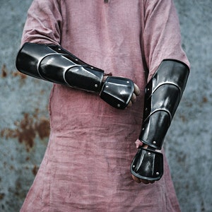Pair of Gothic Bracers, Medieval Knight Armor, Blackened Steel Bracers ...