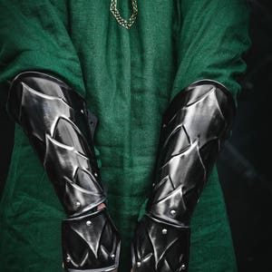 Blackened Steel Pair of Bracers, Dwarven Armor for Arm Protection ...