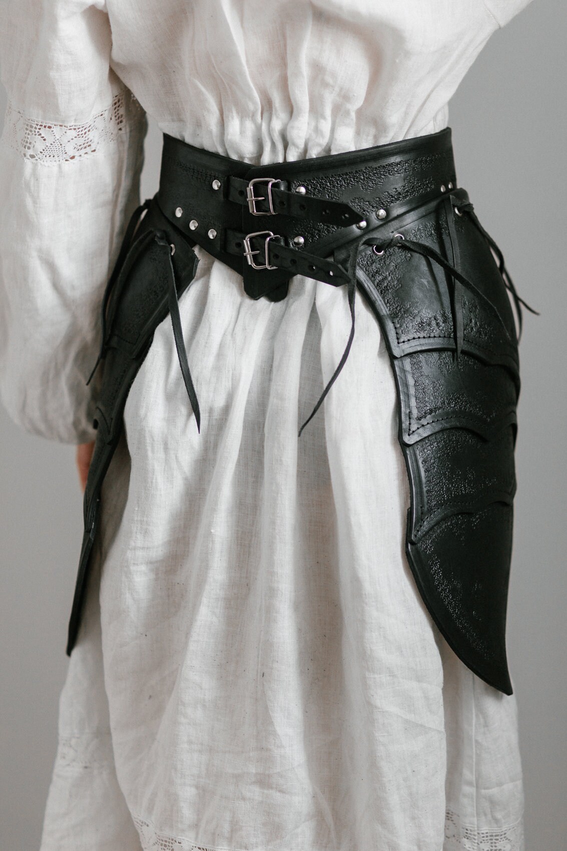 Warrior Lady Skirt Dark Armor Leather Female Belt | Etsy Australia