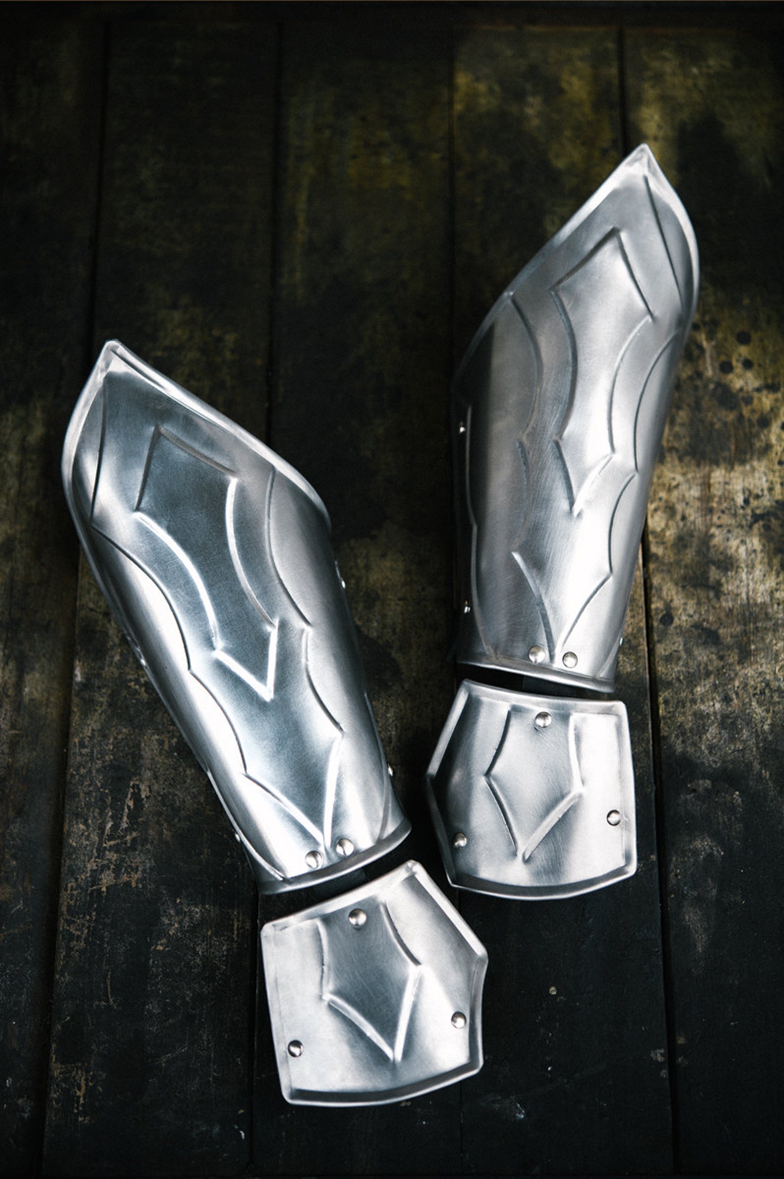 Pair of Blackened Steel Bracers Larp Armor for Medieval - Etsy