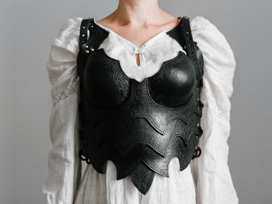 Warrior Lady Leather Half Corset Dark Chest&back Armor | Etsy