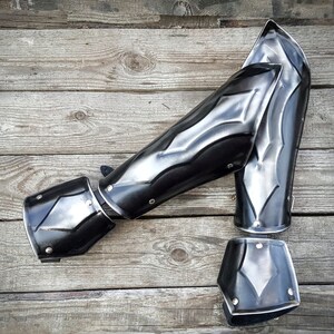 Pair of Blackened Steel Bracers, Larp Armor for Medieval Knight, Larp ...