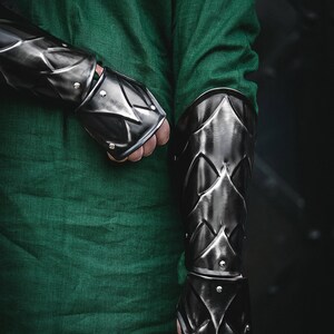 Blackened Steel Pair of Bracers, Dwarven Armor for Arm Protection ...
