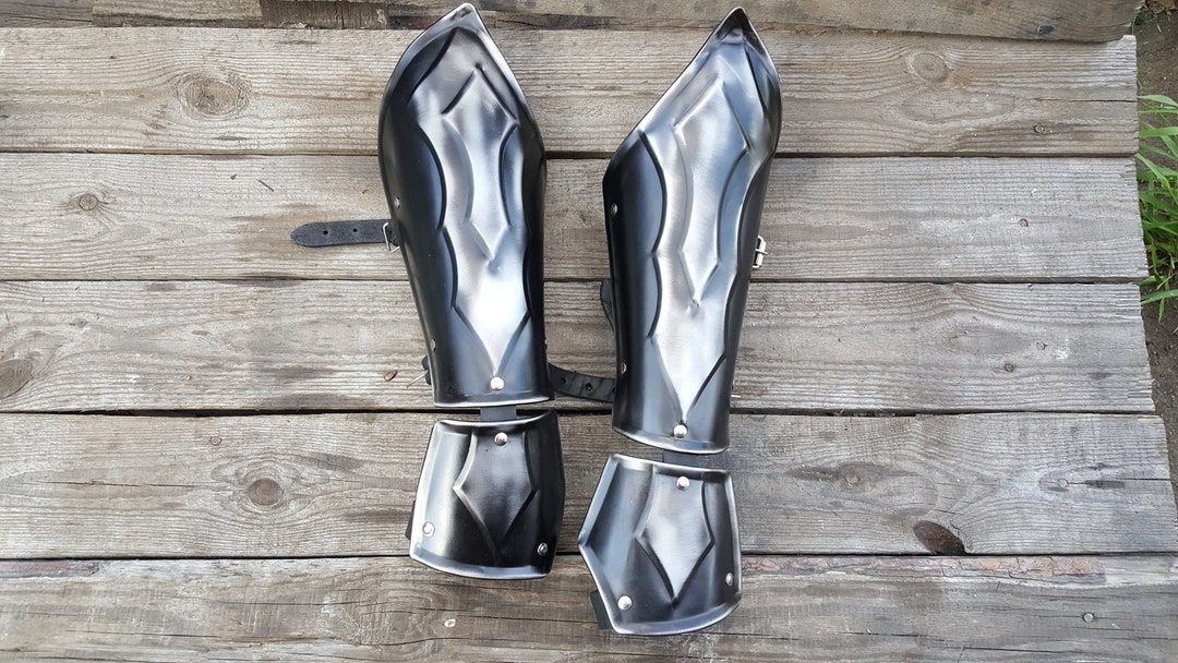 Pair of Blackened Steel Bracers, Larp Armor for Medieval Knight, Larp ...