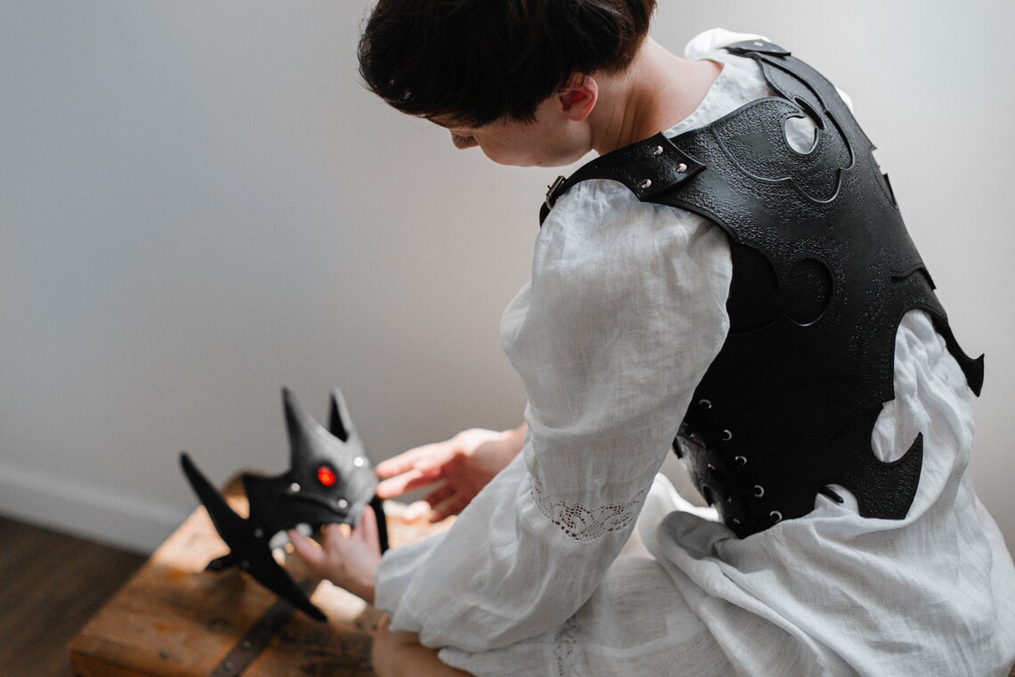 Warrior Lady Leather Half Corset Dark Chest&Back Armor | Etsy