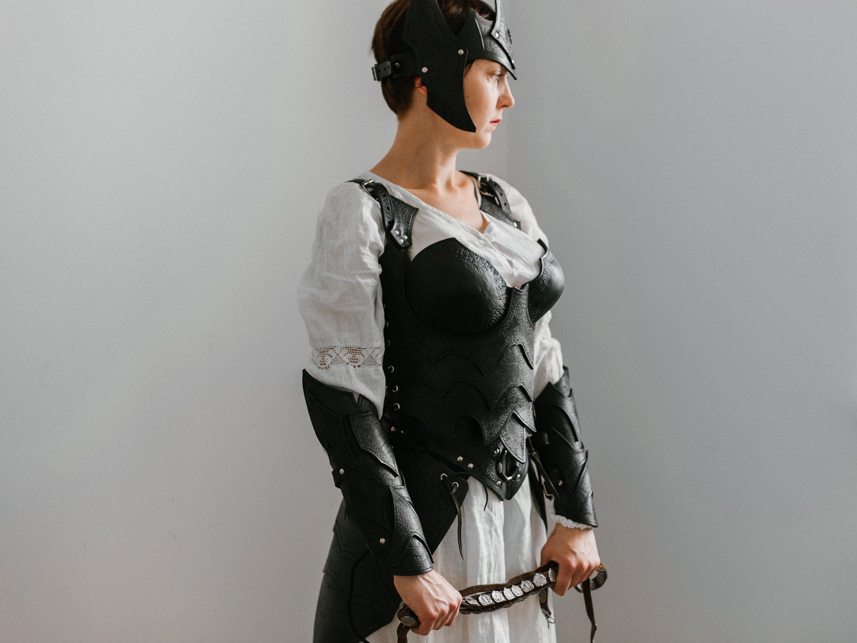 Warrior Lady Leather Half Corset Dark Chest&back Armor - Etsy Australia