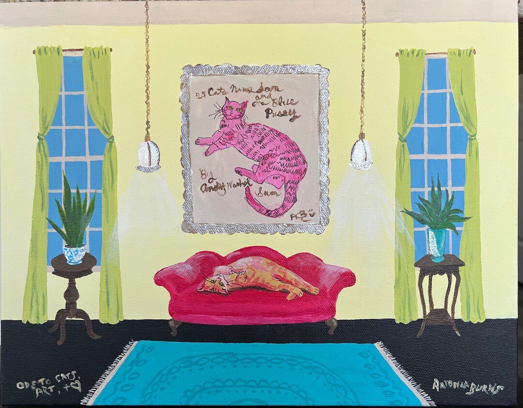 Ode to Cats Art Original,colorful, Whimsical Cat Painting. 11 X 14 ...