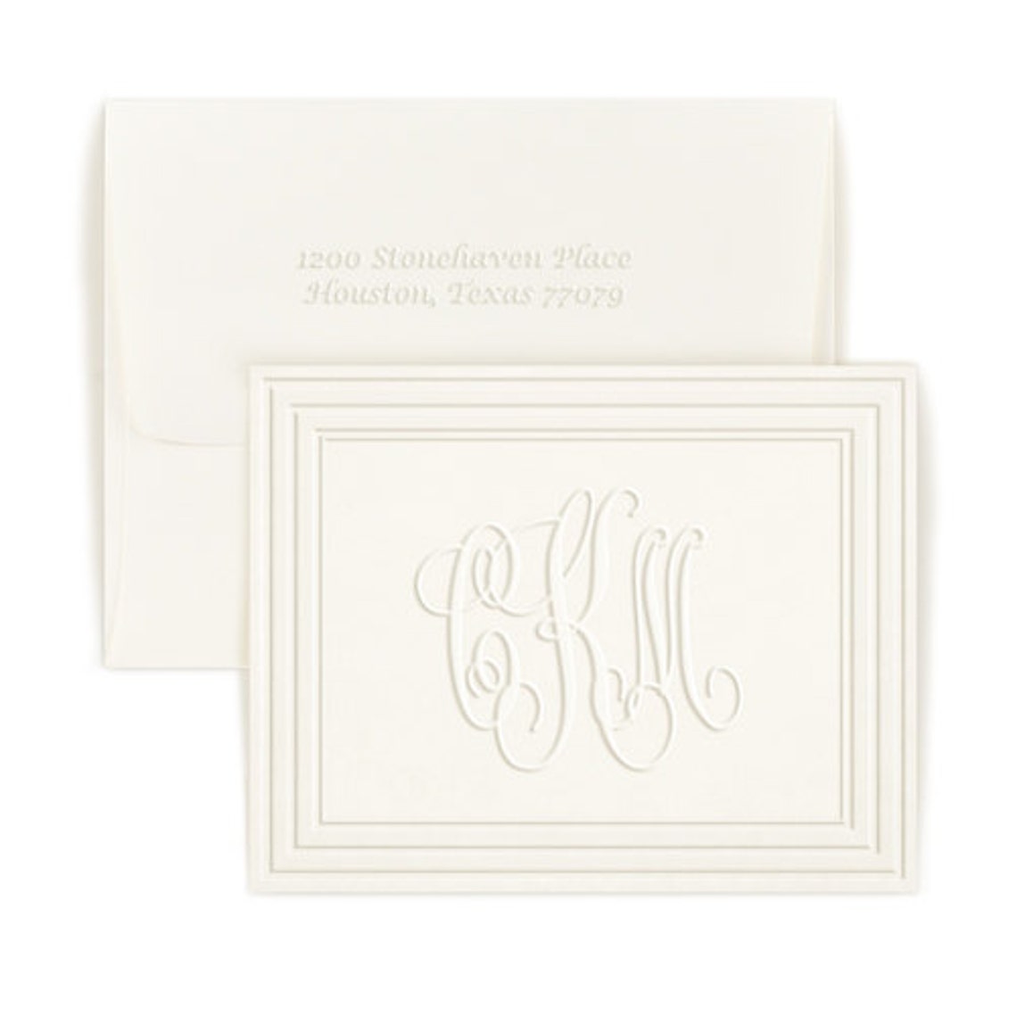 Classic Frame Embossed Monogrammed Folded Note Cards - Etsy