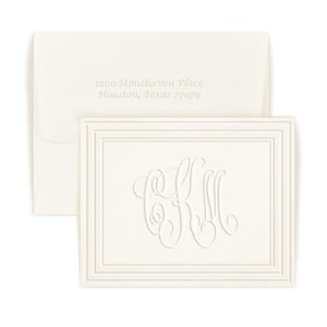 Classic Frame Embossed Monogrammed Folded Note Cards - Etsy