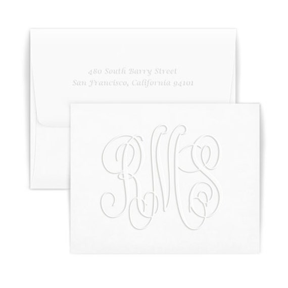 Henley Large Monogram Embossed Folded Note Cards | Etsy
