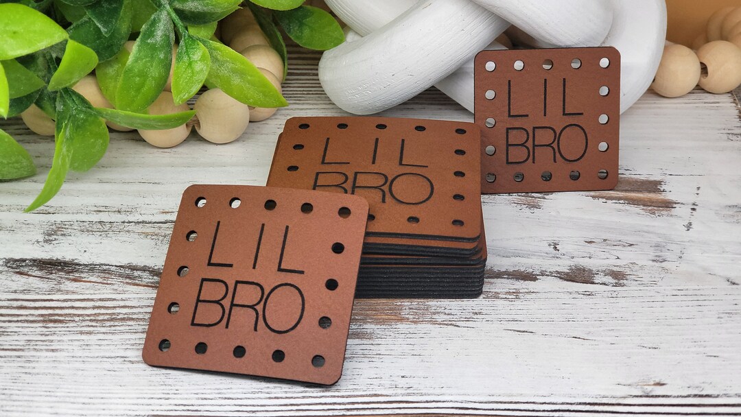 Lil Bro Faux Leather Patch: Crochet Beanie Tag, Sew-on Square - Etsy