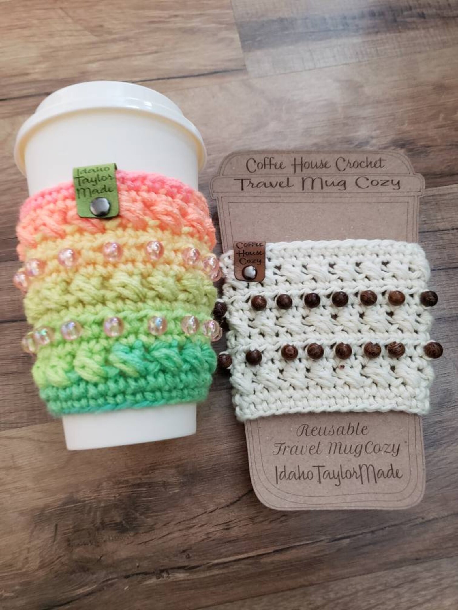Coffee House Mug Cozy Crochet Pattern: Beaded Travel Mug (PDF Digital ...