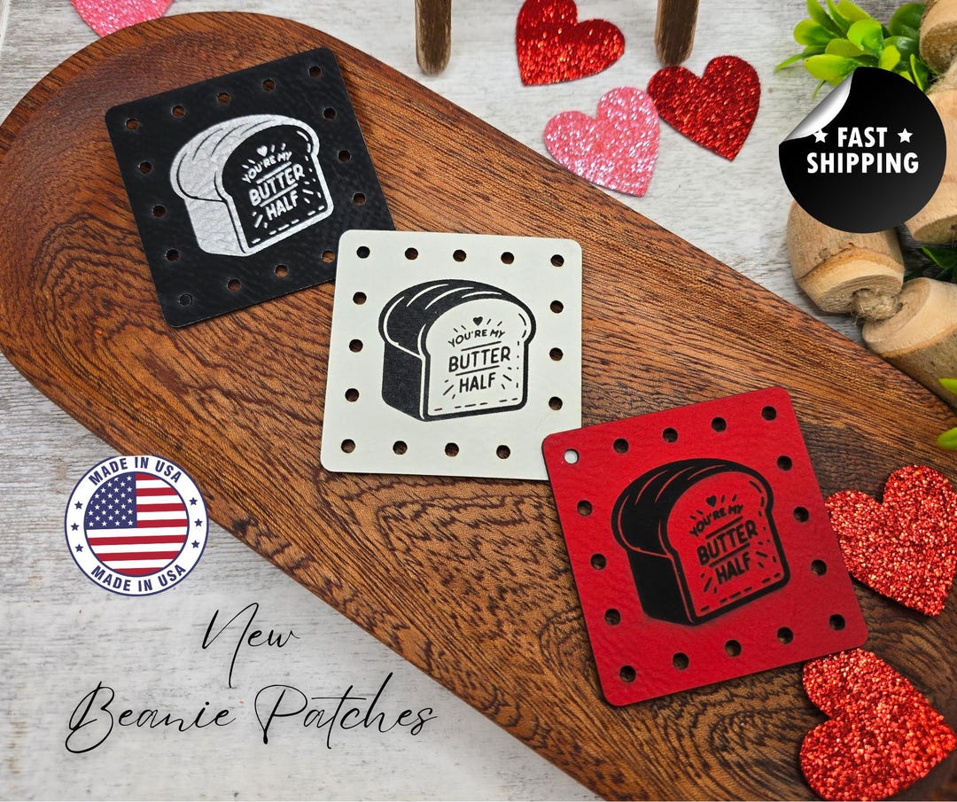 You're My Butter Half PATCHES Faux Leather Patch Knit Hat Patch Crochet ...