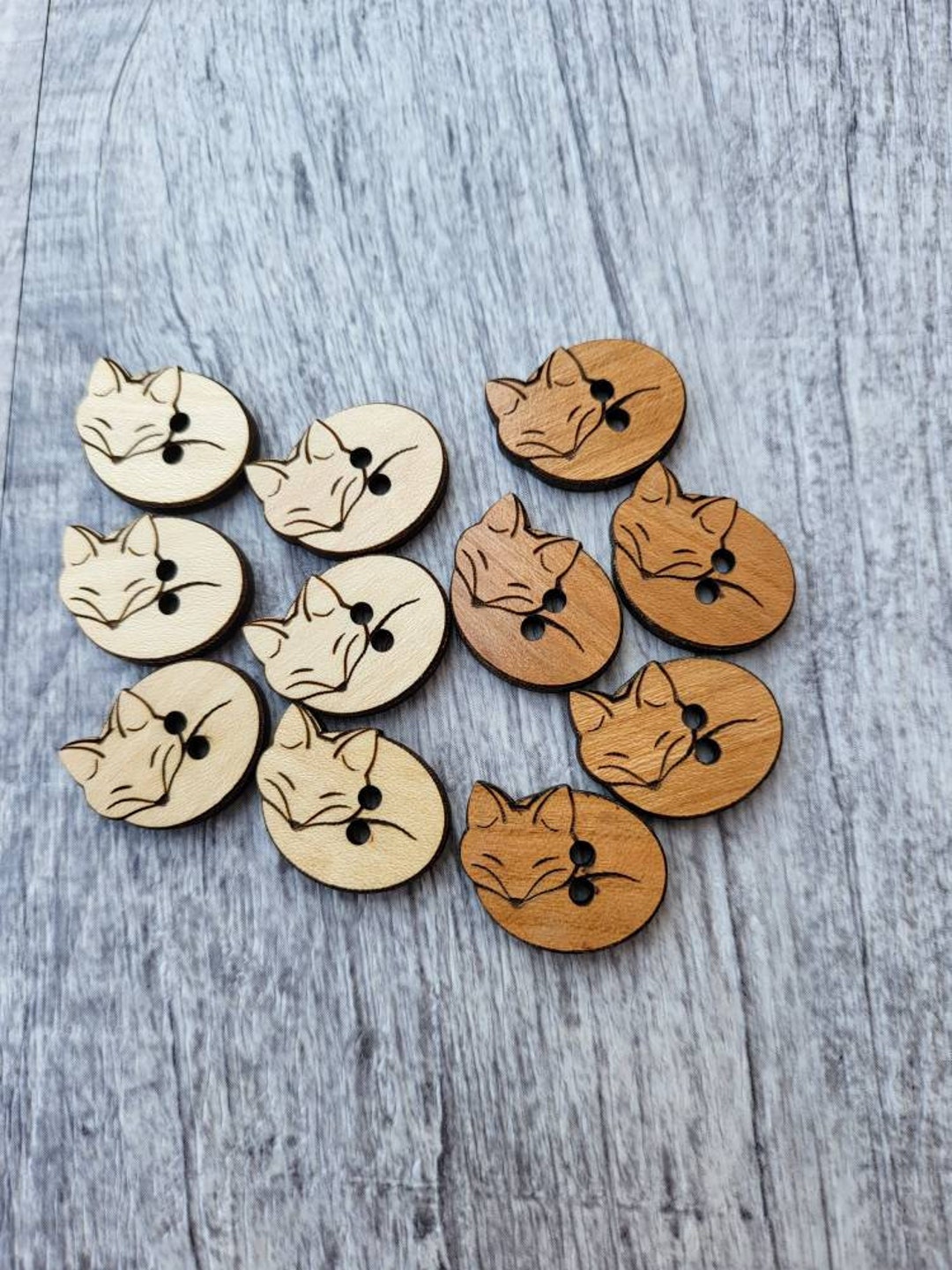 Fox Wooden Buttons: 1" Sleeping Fox Craft Embellishments - Etsy