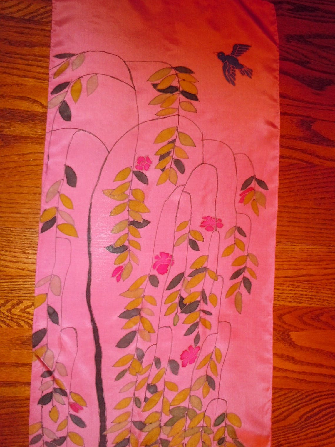 Hand Painted Scarf; Silk Table Runner; Silk Painting Wall Hanging ...