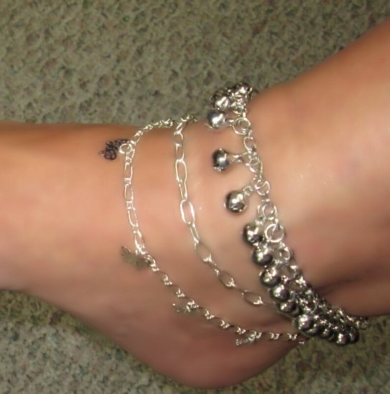 Triple Strand Chains Butterflys Bells Silver Free Style Hot - Etsy